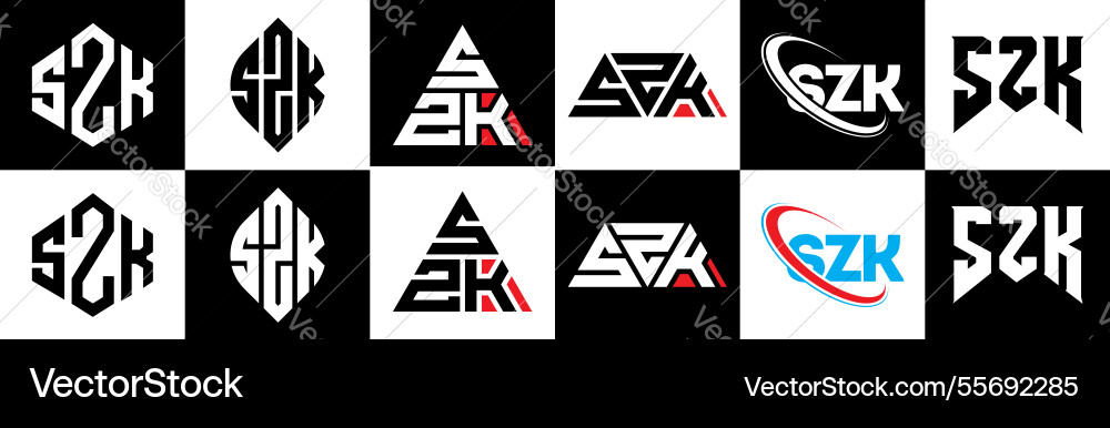 Szk letter logo design in six style polygon Vector Image