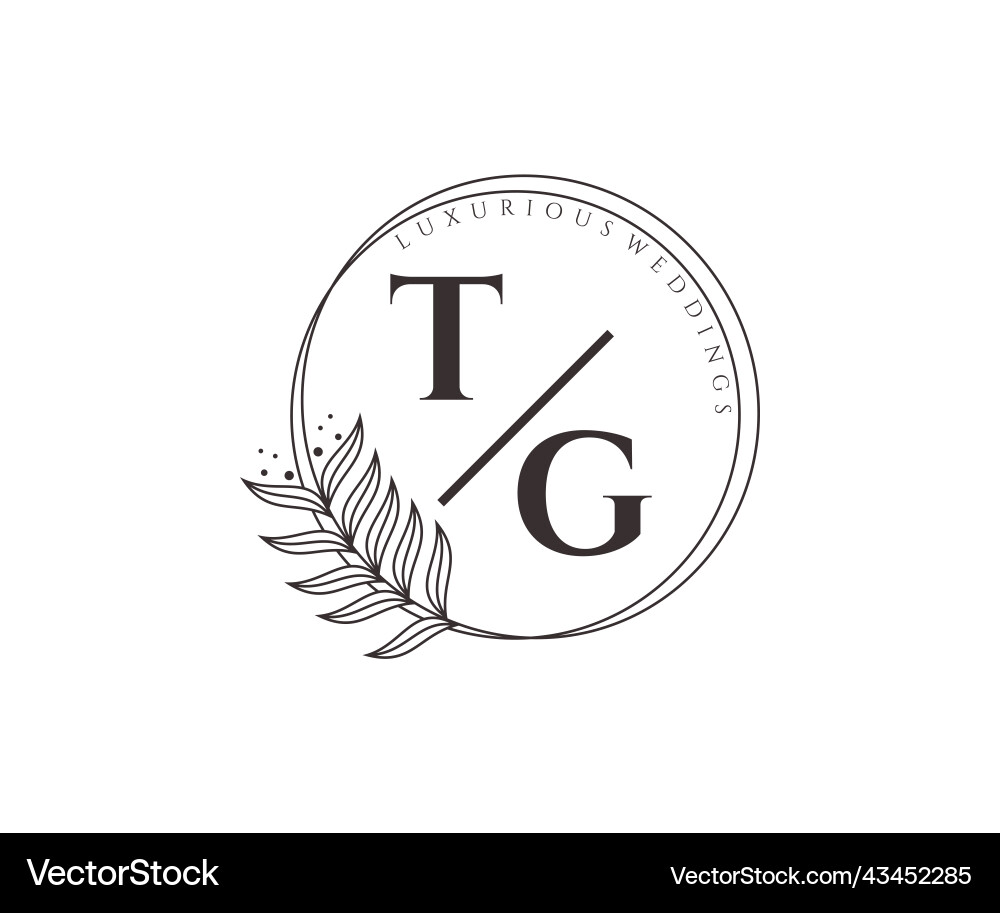 Tg initials letter wedding monogram logos Vector Image