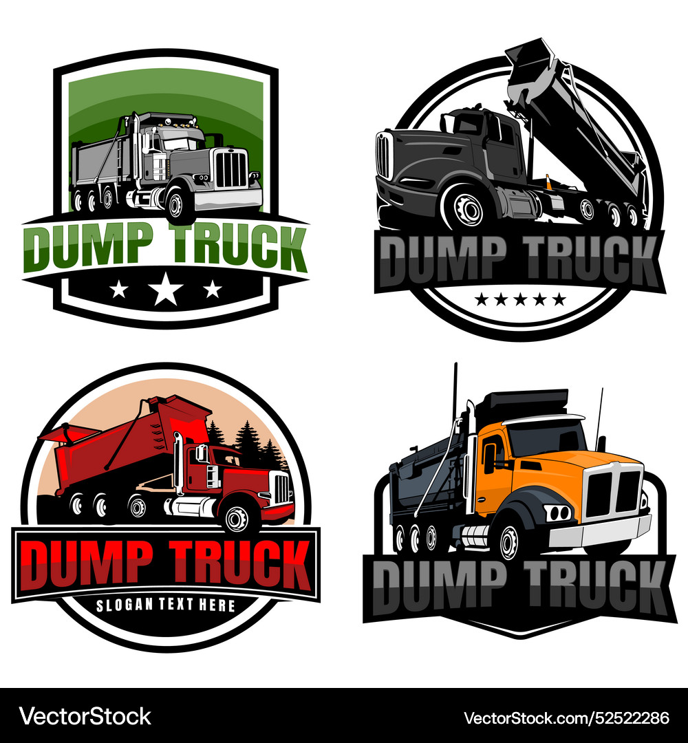Dump truck logo design icon set Royalty Free Vector Image