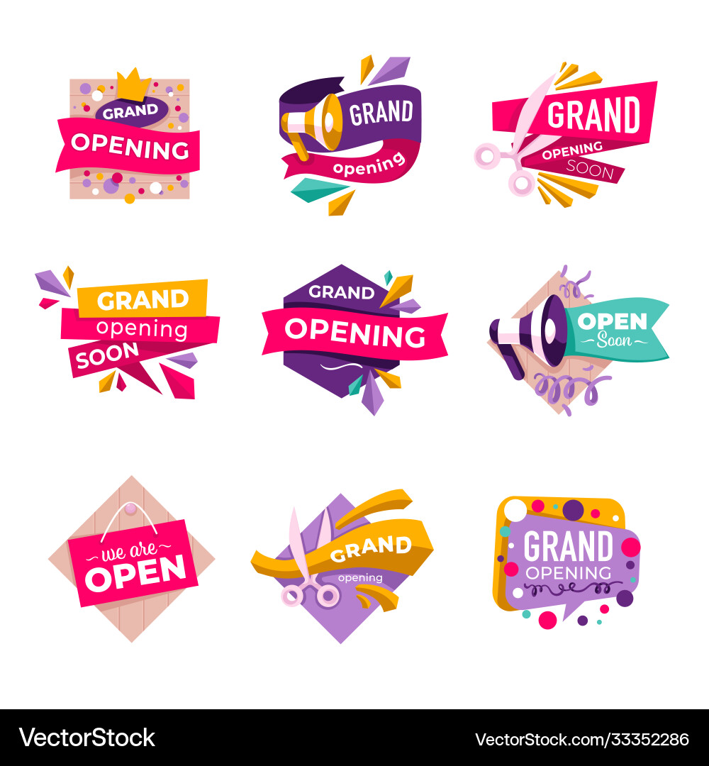 Grand opening soon announcement new shops Vector Image