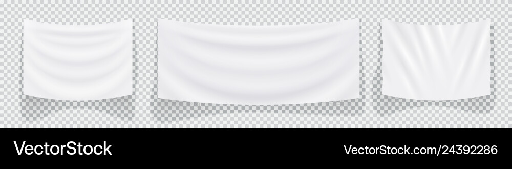 Hanging empty white flags set of textile Vector Image