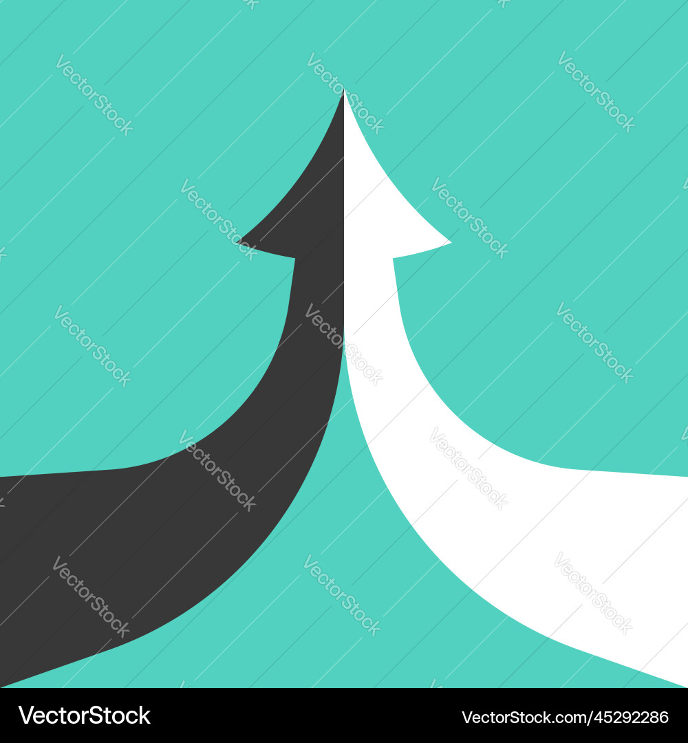 Merging arrows black white Royalty Free Vector Image