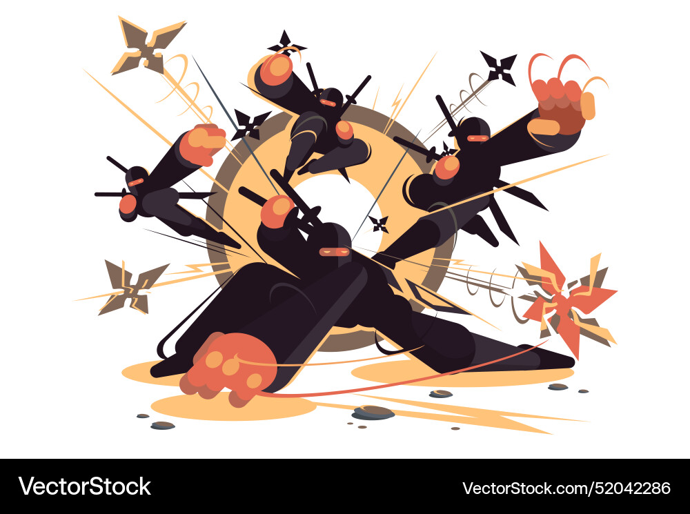 Ninja warriors battle Royalty Free Vector Image