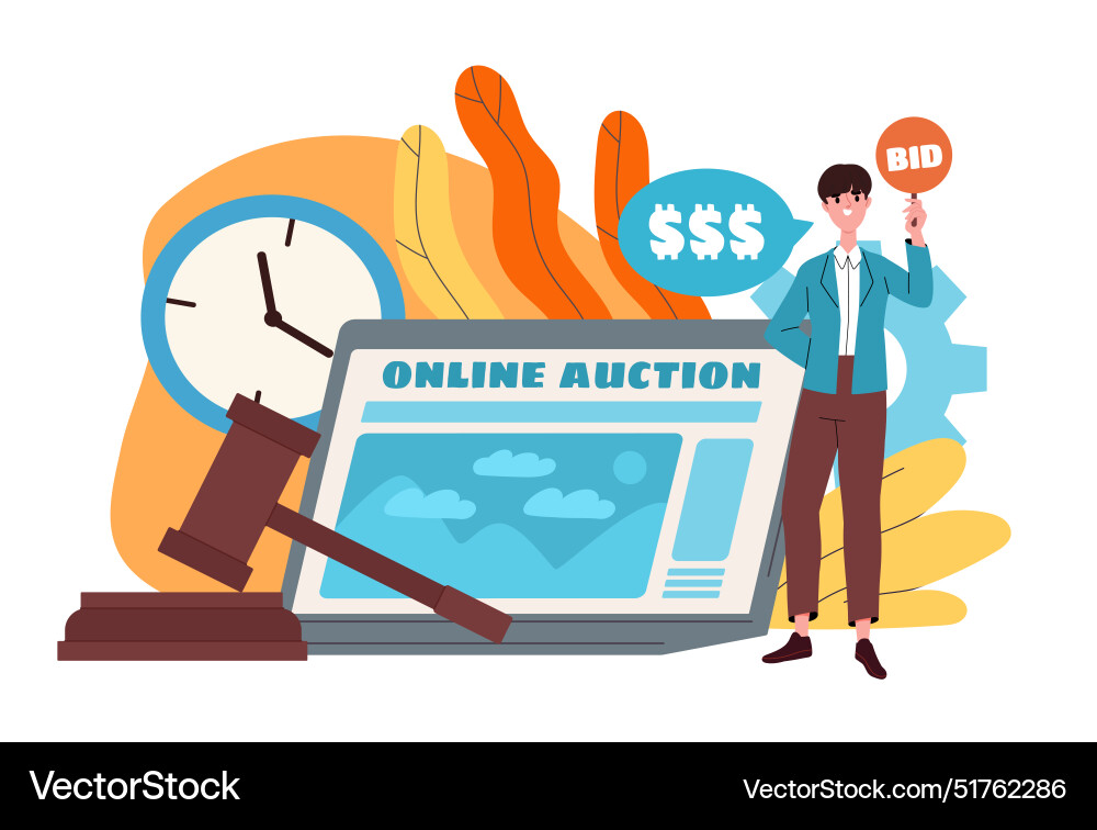 Online auction concept Royalty Free Vector Image