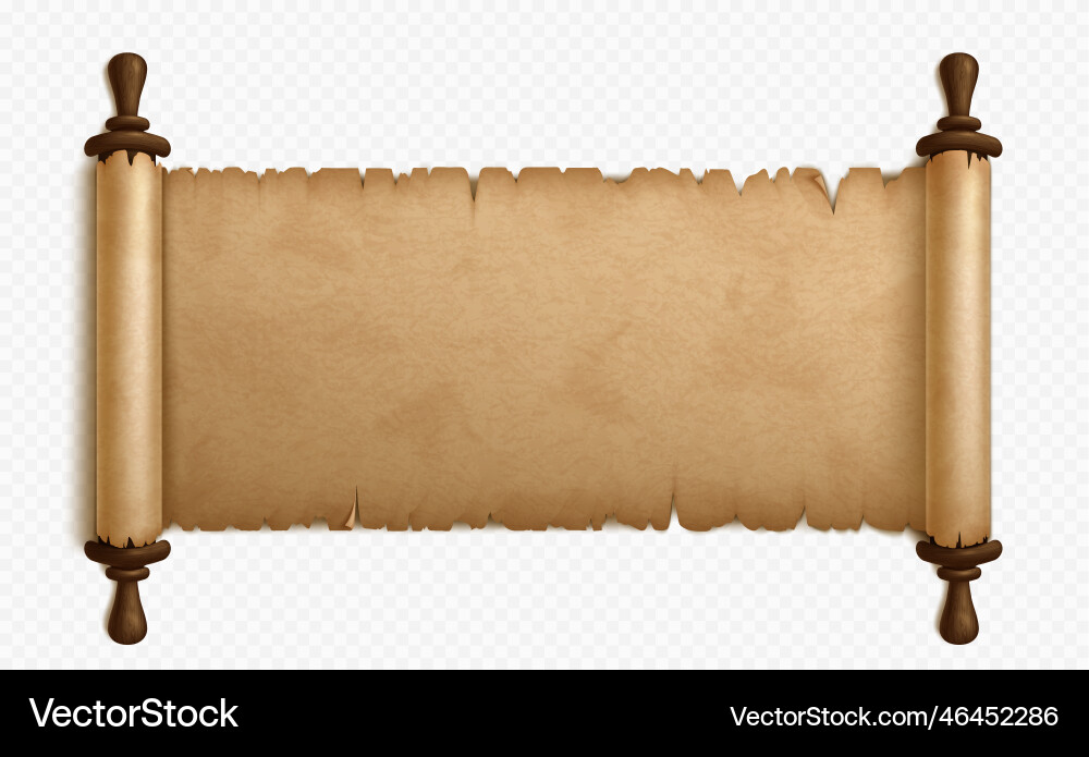 Realistic open parchment scroll on transparent Vector Image