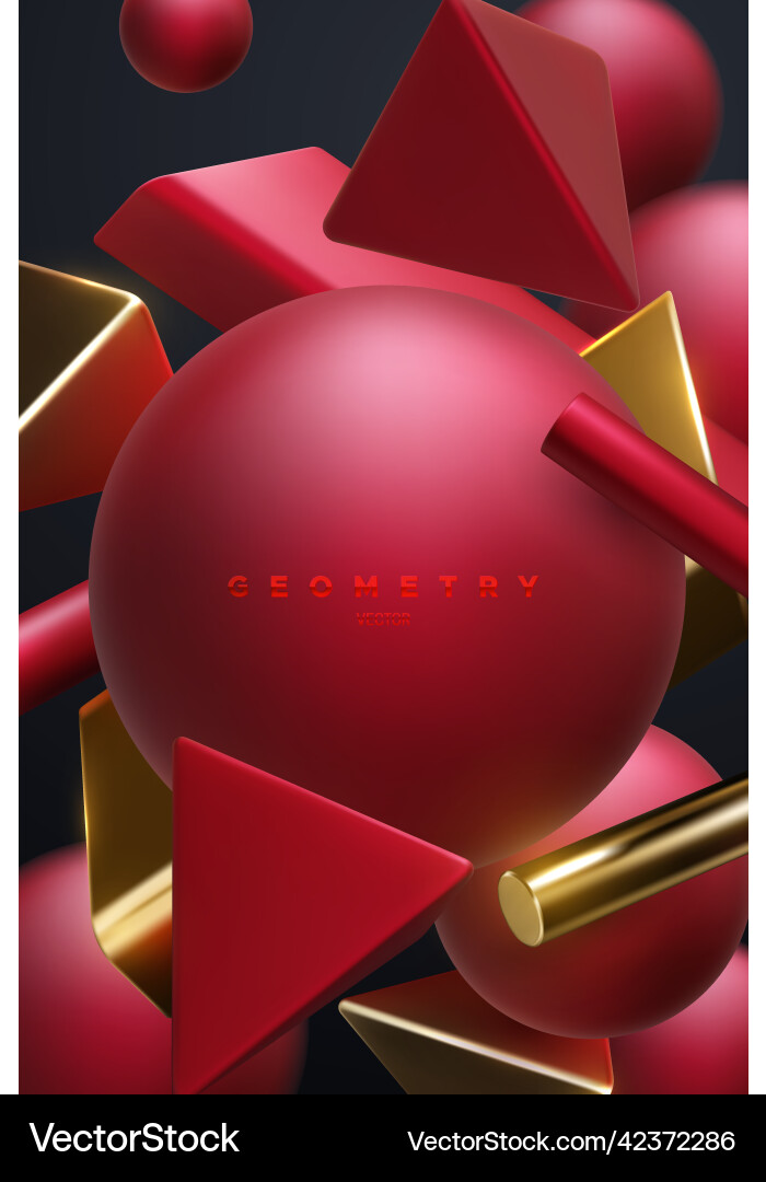 Red and gold geometric shapes abstract background Vector Image