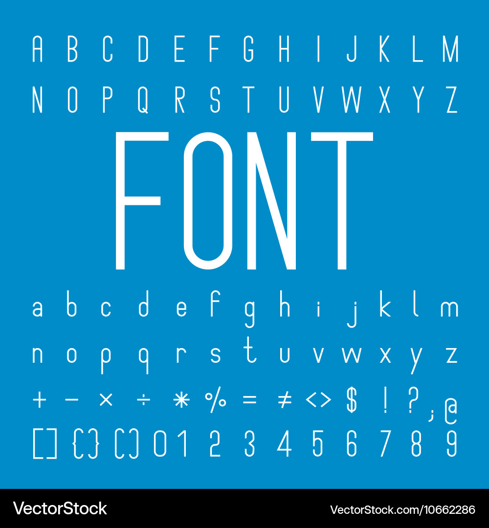 Thin font family and alphabet design Royalty Free Vector