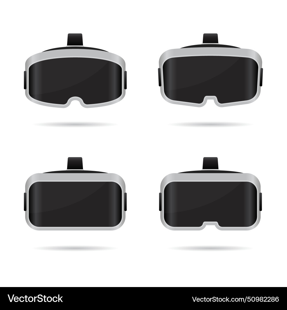 Vr headset glasses icon set Royalty Free Vector Image