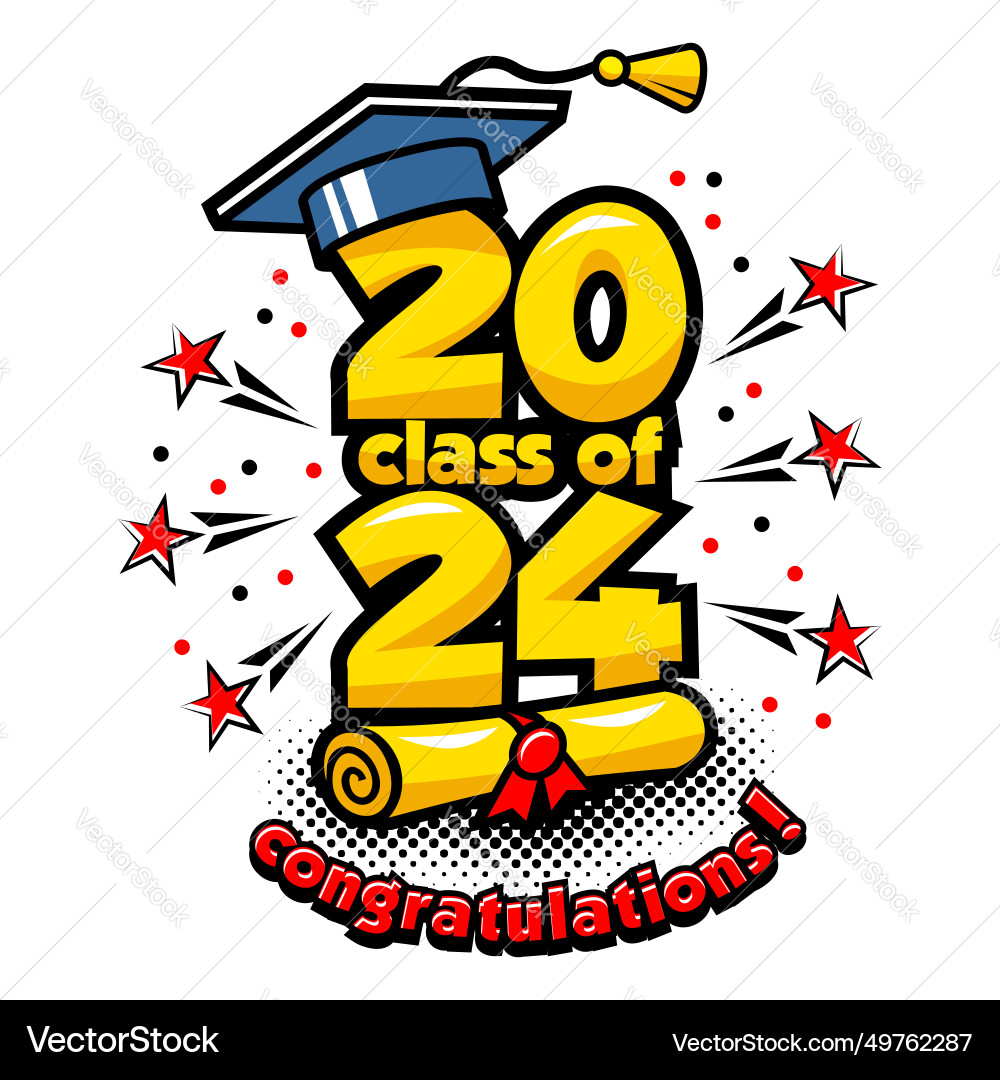 2024 Graduate Celebration Logo Royalty Free Vector Image