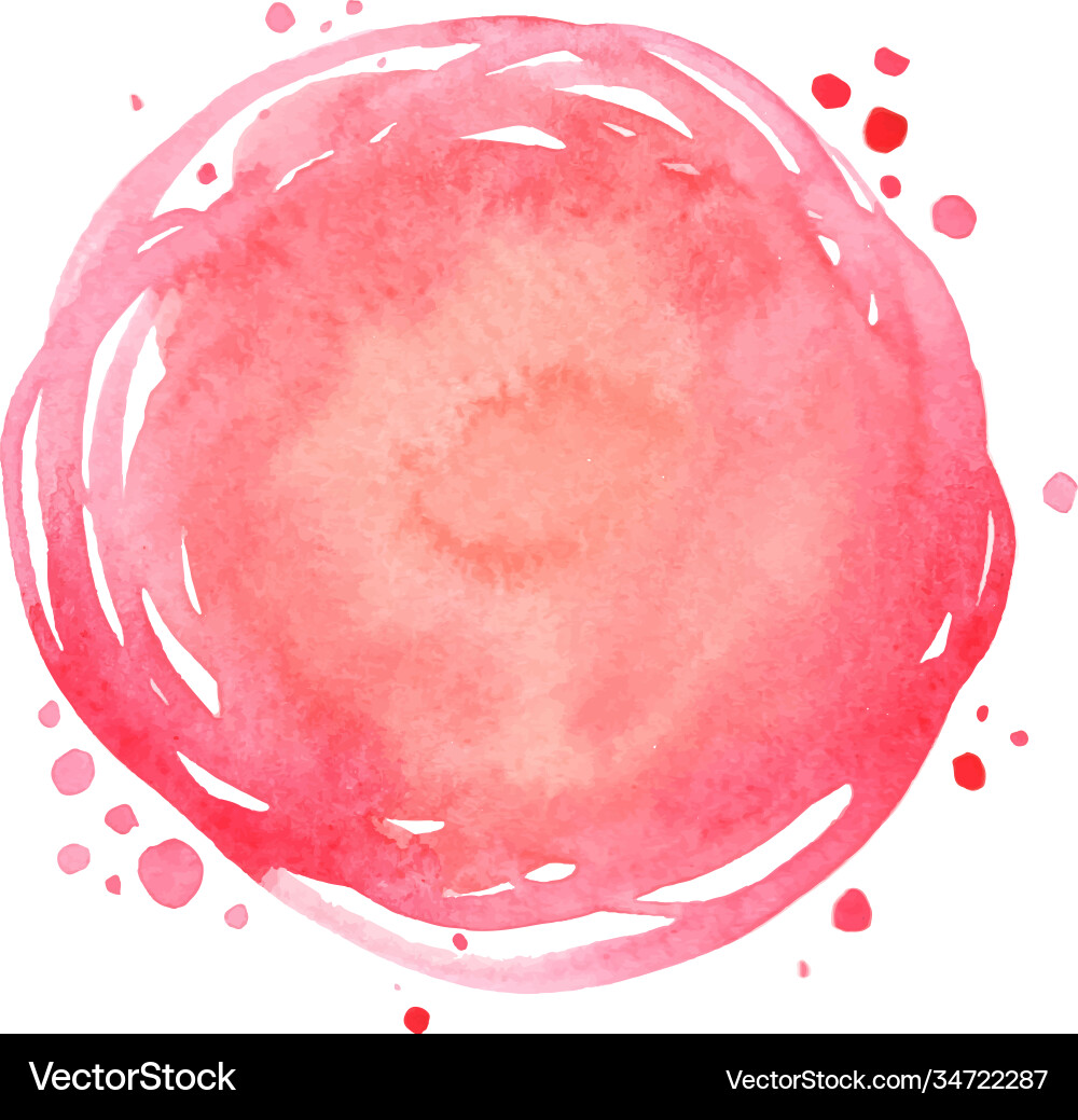 Abstract red and pink round brush watercolor Vector Image