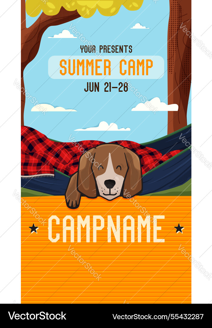 Adveture summer camp social media post template Vector Image