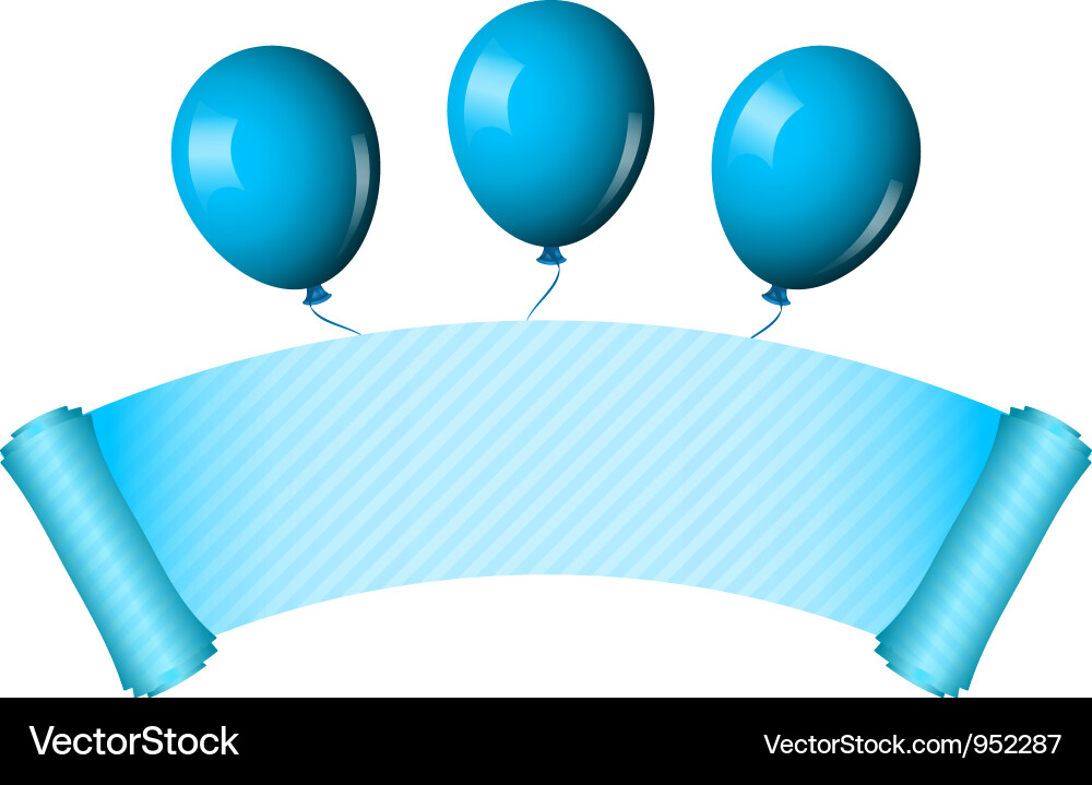 Blue scroll with balloons Royalty Free Vector Image