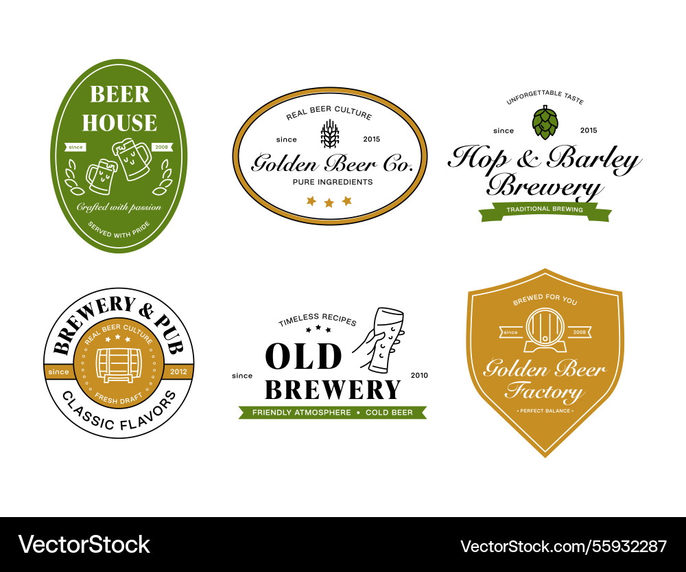 Brewery pub logos showcasing heritage and craft Vector Image