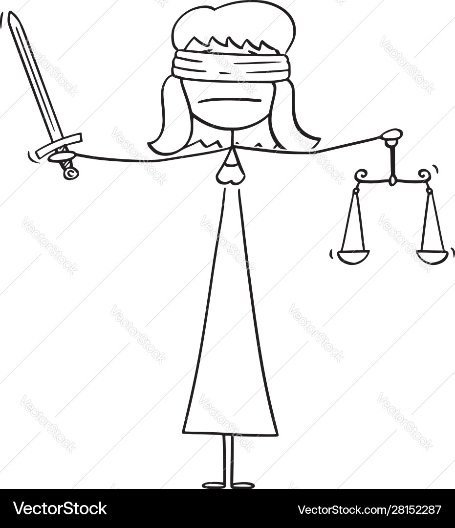 Cartoon madam or lady justice blindfolded Vector Image