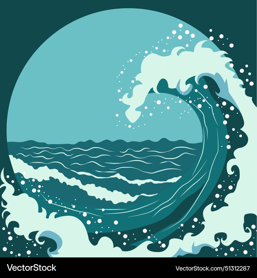 Circle frame background with blue sea ocean water Vector Image