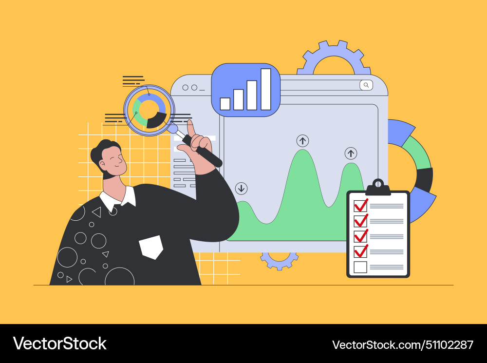 Data analysis concept in modern flat design Vector Image