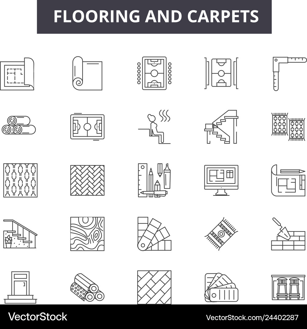 Flooring & Carpet Line Icons Royalty Free Vector Image