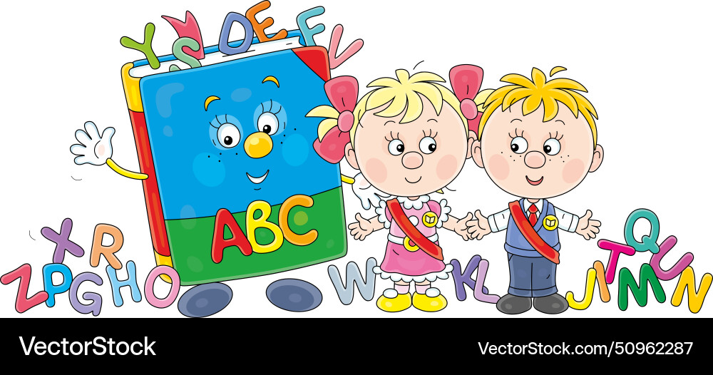 Future first graders and abc book Royalty Free Vector Image
