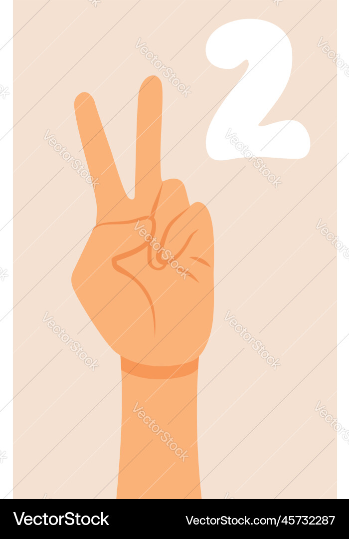 Hand showing two fingers cartoon Royalty Free Vector Image