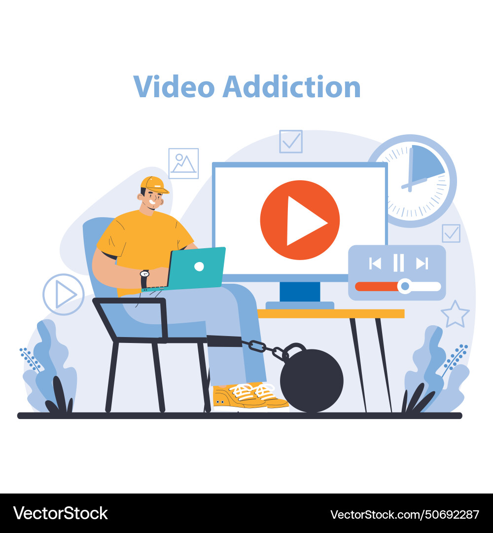 Internet addiction concept flat Royalty Free Vector Image