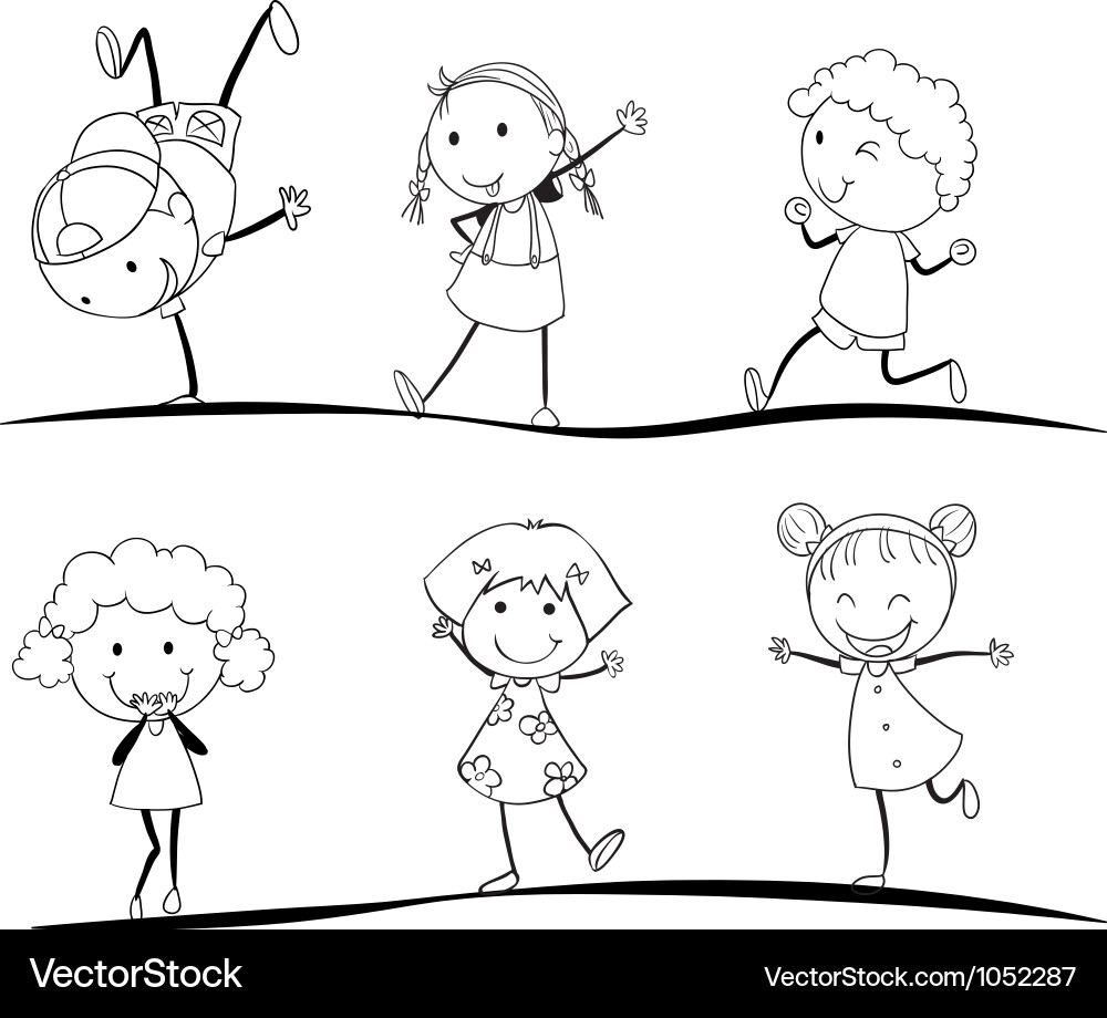 Kids Activity Sketches Royalty Free Vector Image