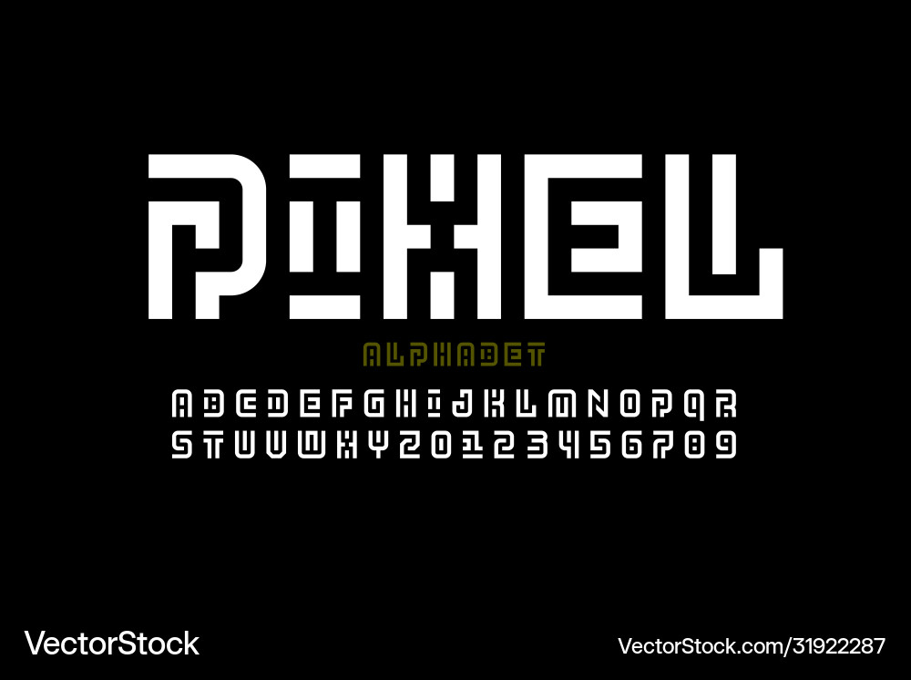 Pixel art style font design Royalty Free Vector Image