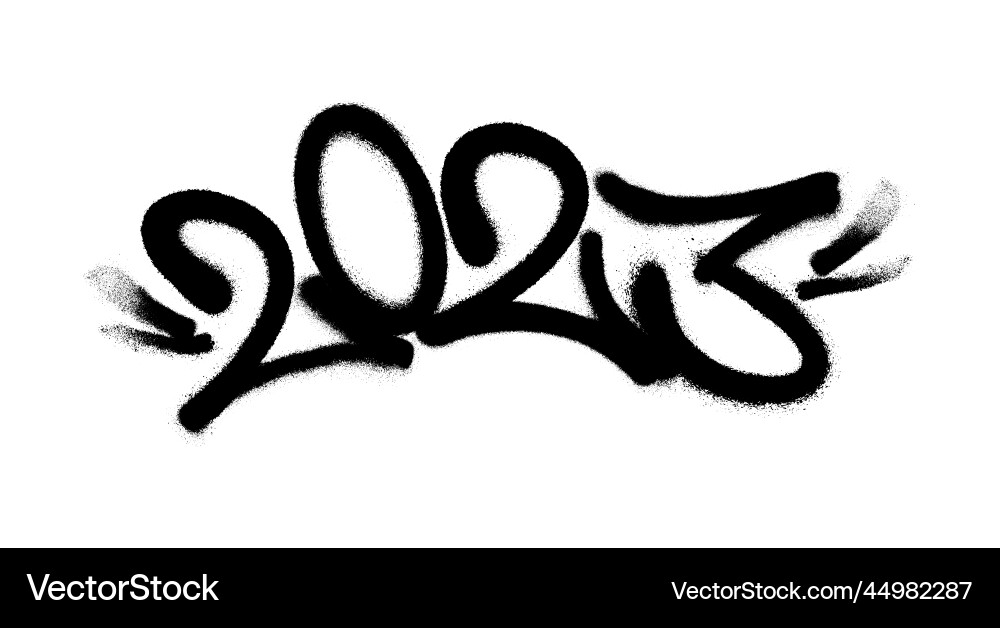 Sprayed 2023 tag gfont graffiti with overspray Vector Image