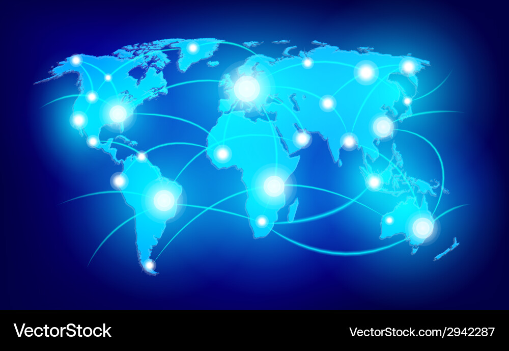 World map with glowing points Royalty Free Vector Image