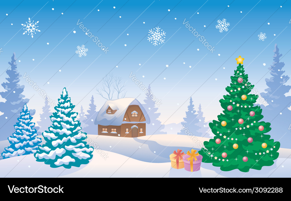 A snowy landscape Royalty Free Vector Image - VectorStock