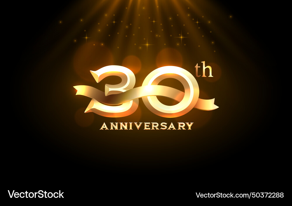 Anniversary 30th year golden celebration Vector Image