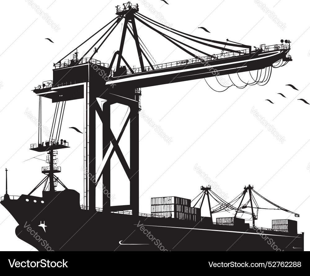 Cargo conquerors industrial ship loading logo Vector Image