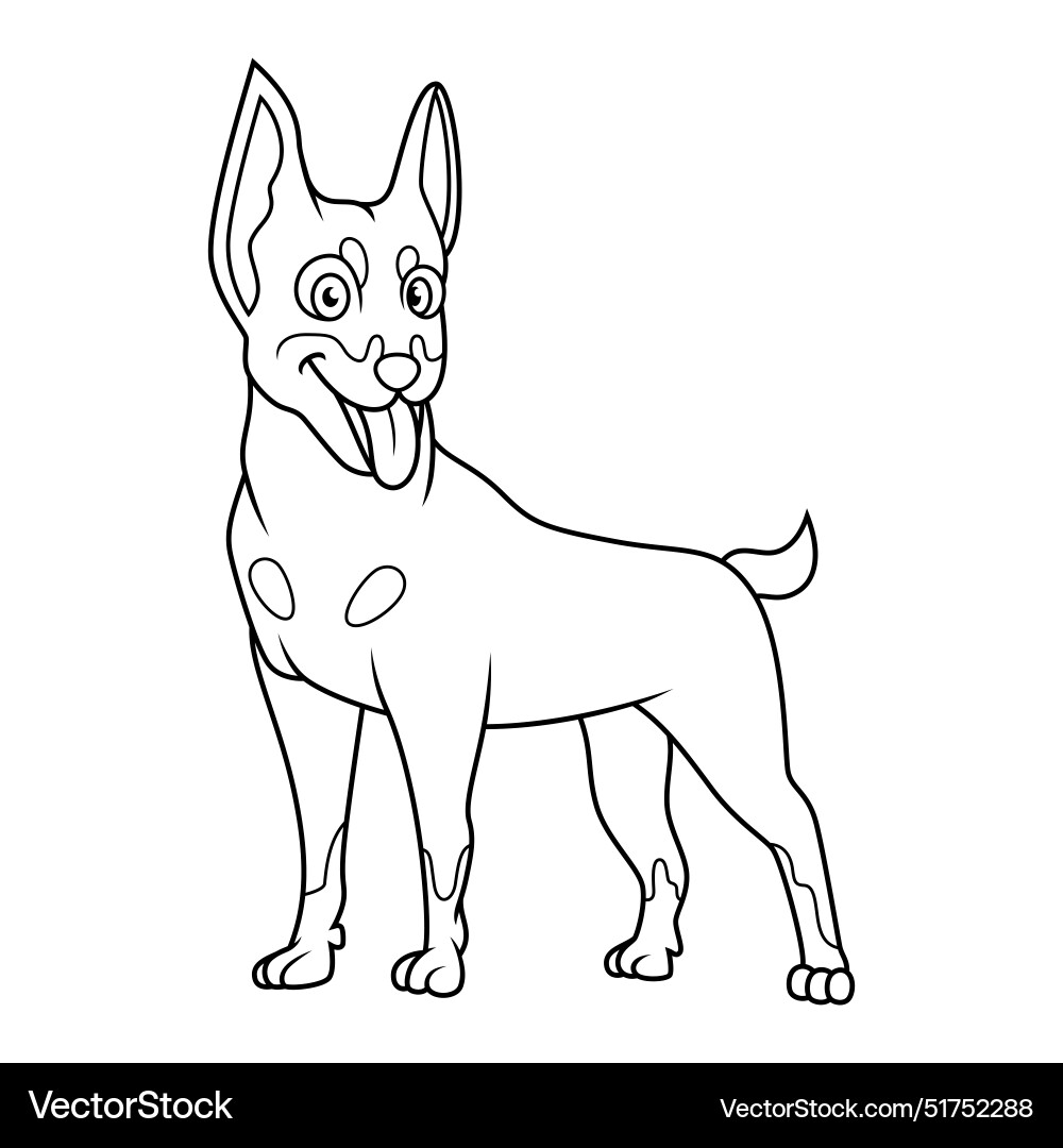 Cartoon doberman dog line art Royalty Free Vector Image
