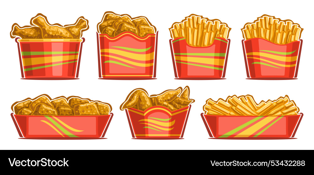 Fast food set Royalty Free Vector Image - VectorStock