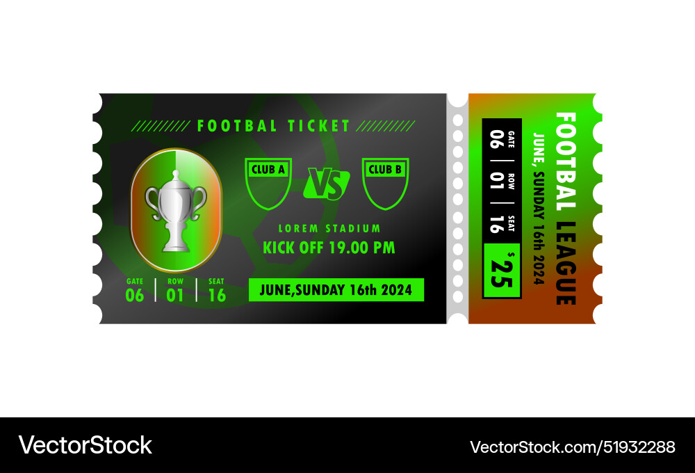 Fußball Sport Eintritt Ticket Vorlage Grafik Vektorbild