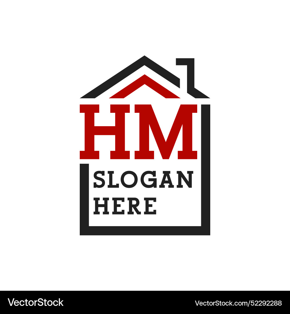 Initial hm house logo for roofing letter real Vector Image