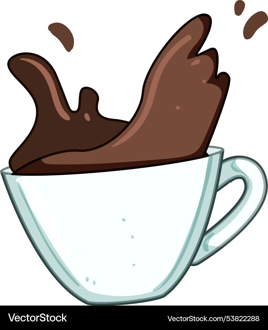 Latte coffee cup splash cartoon Royalty Free Vector Image