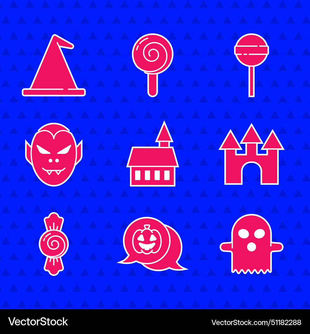 Set castle pumpkin ghost candy vampire lollipop Vector Image