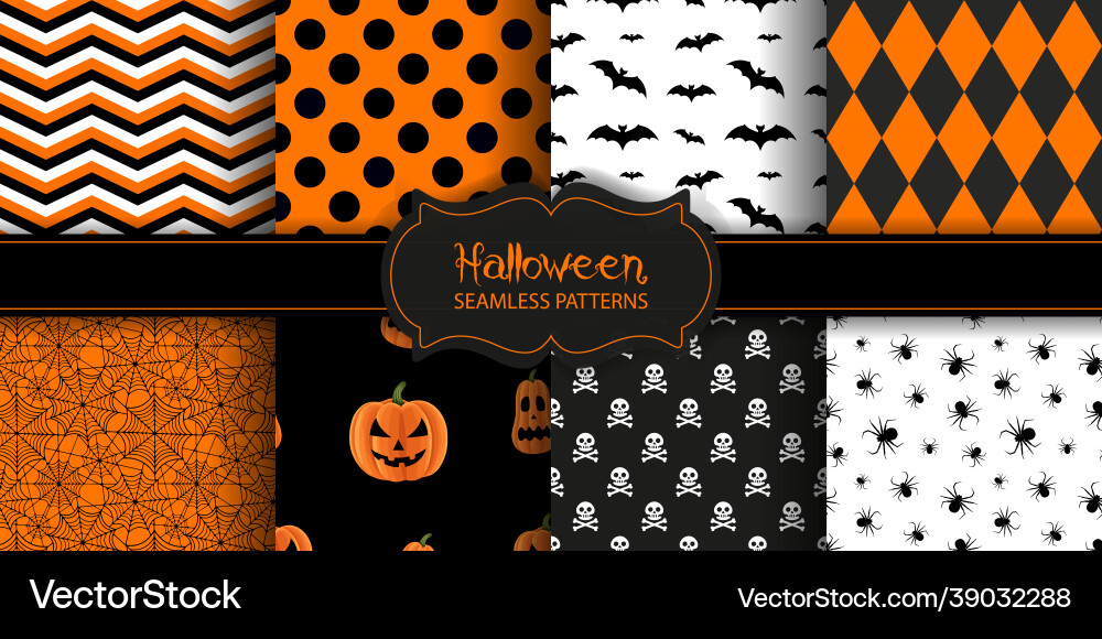 Set of halloween seamless patterns Royalty Free Vector Image