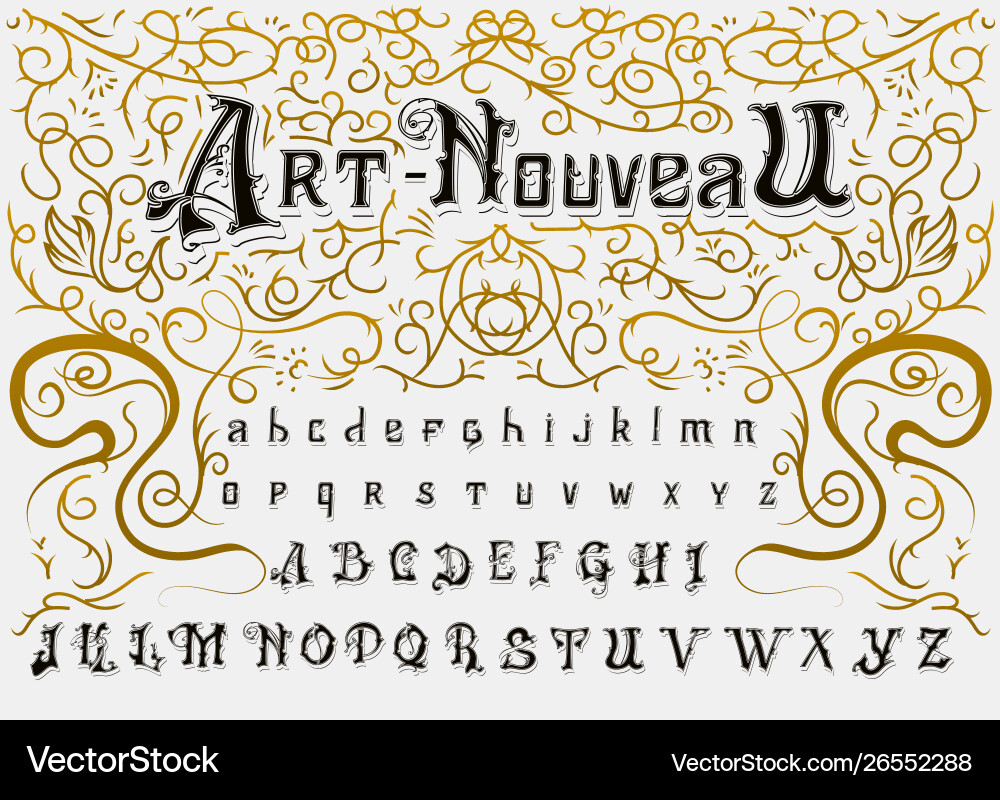 Victorian alphabet in ancient style antique old Vector Image