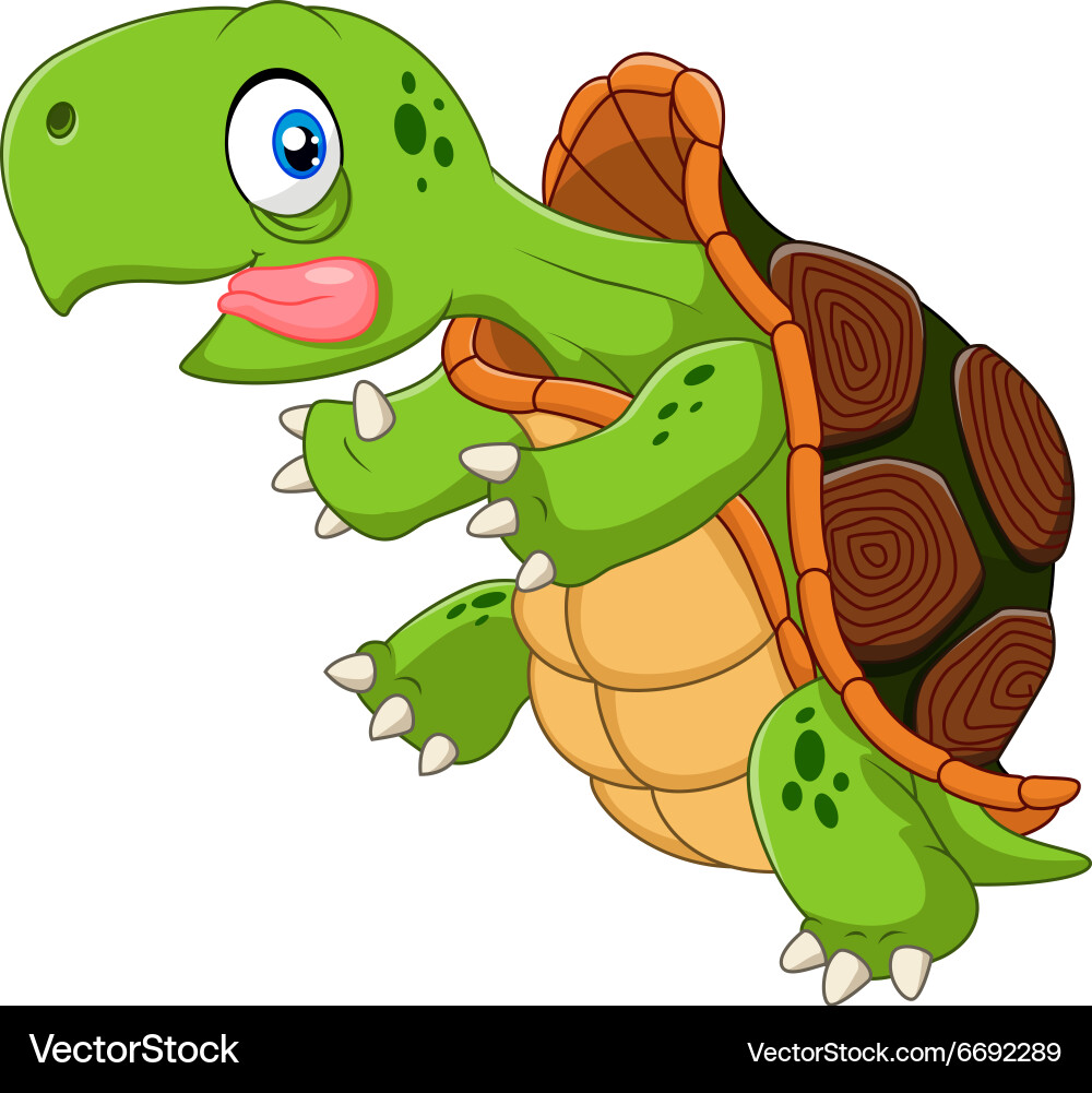 Cartoon funny turtle running Royalty Free Vector Image