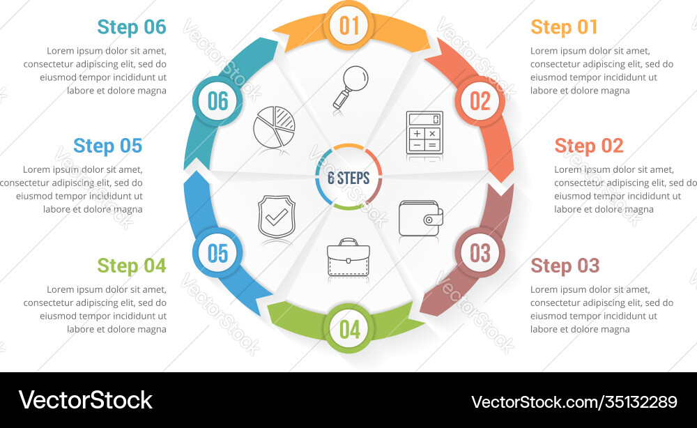 Circle arrows with six elements Royalty Free Vector Image