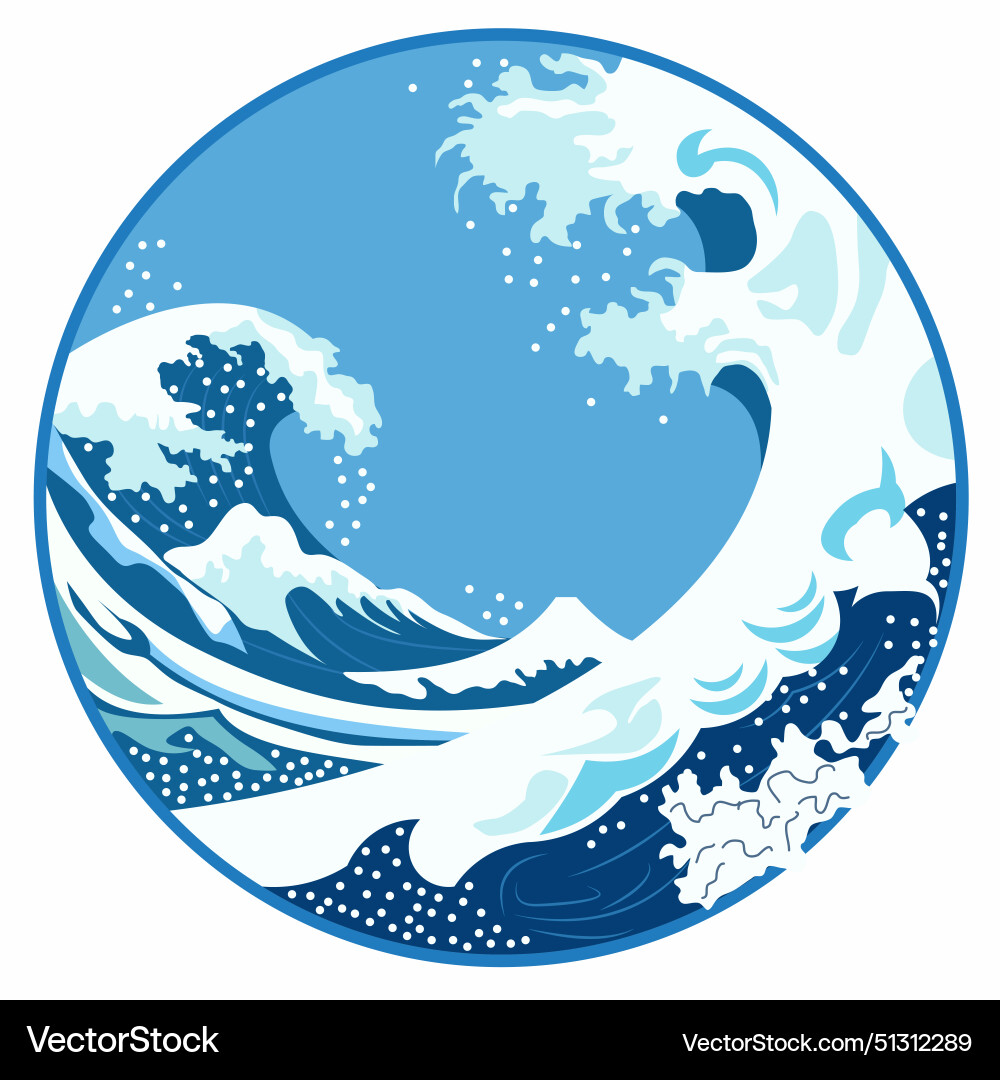 Circle frame background with blue sea ocean water Vector Image