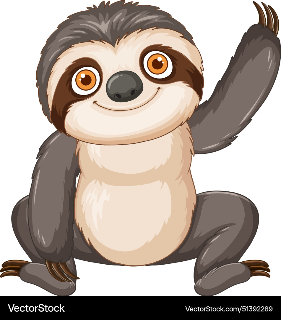 Cute sloth waving with a friendly smile Royalty Free Vector