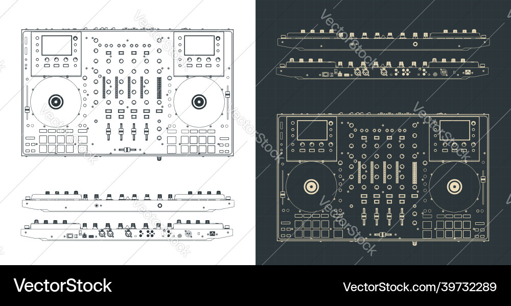 Dj controller blueprints Royalty Free Vector Image