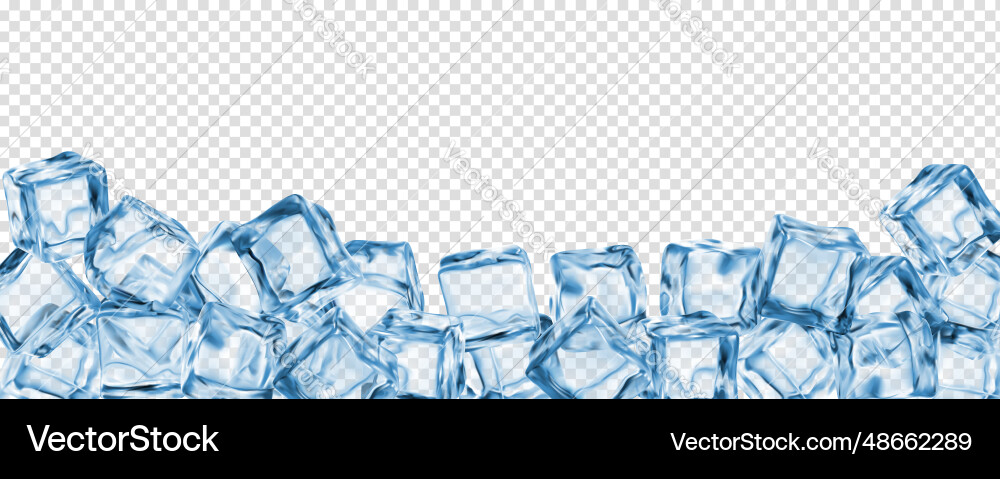 Ice cubes background realistic blocks frame Vector Image