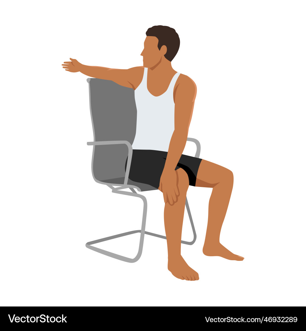 Man Stretching in Seated Spinal Twist Royalty Free Vector