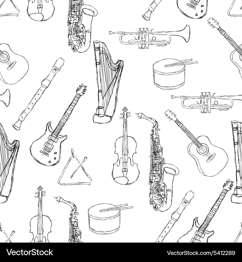 Musical instruments pattern Royalty Free Vector Image