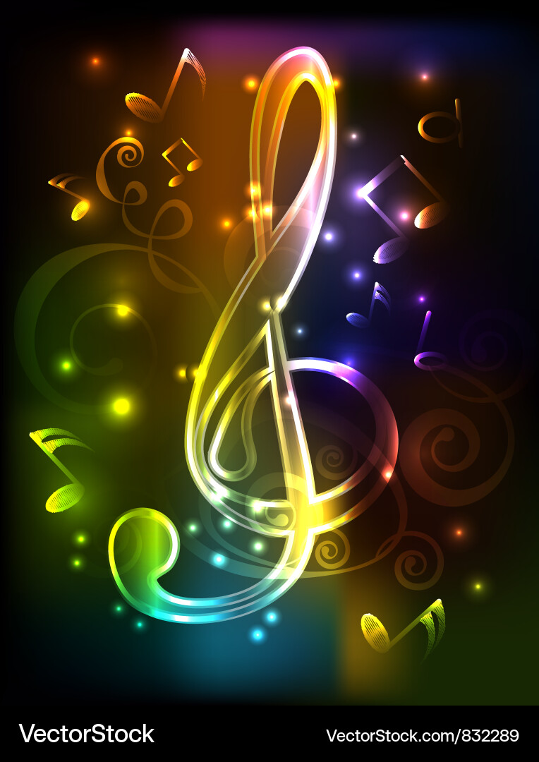 Neon Treble Clef Glow Royalty Free Vector Image