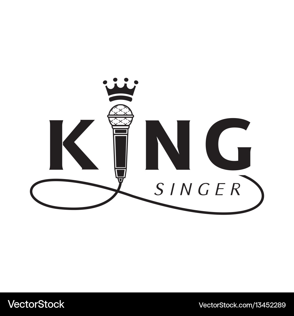 Royal Singer Logo with Microphone Royalty Free Vector Image