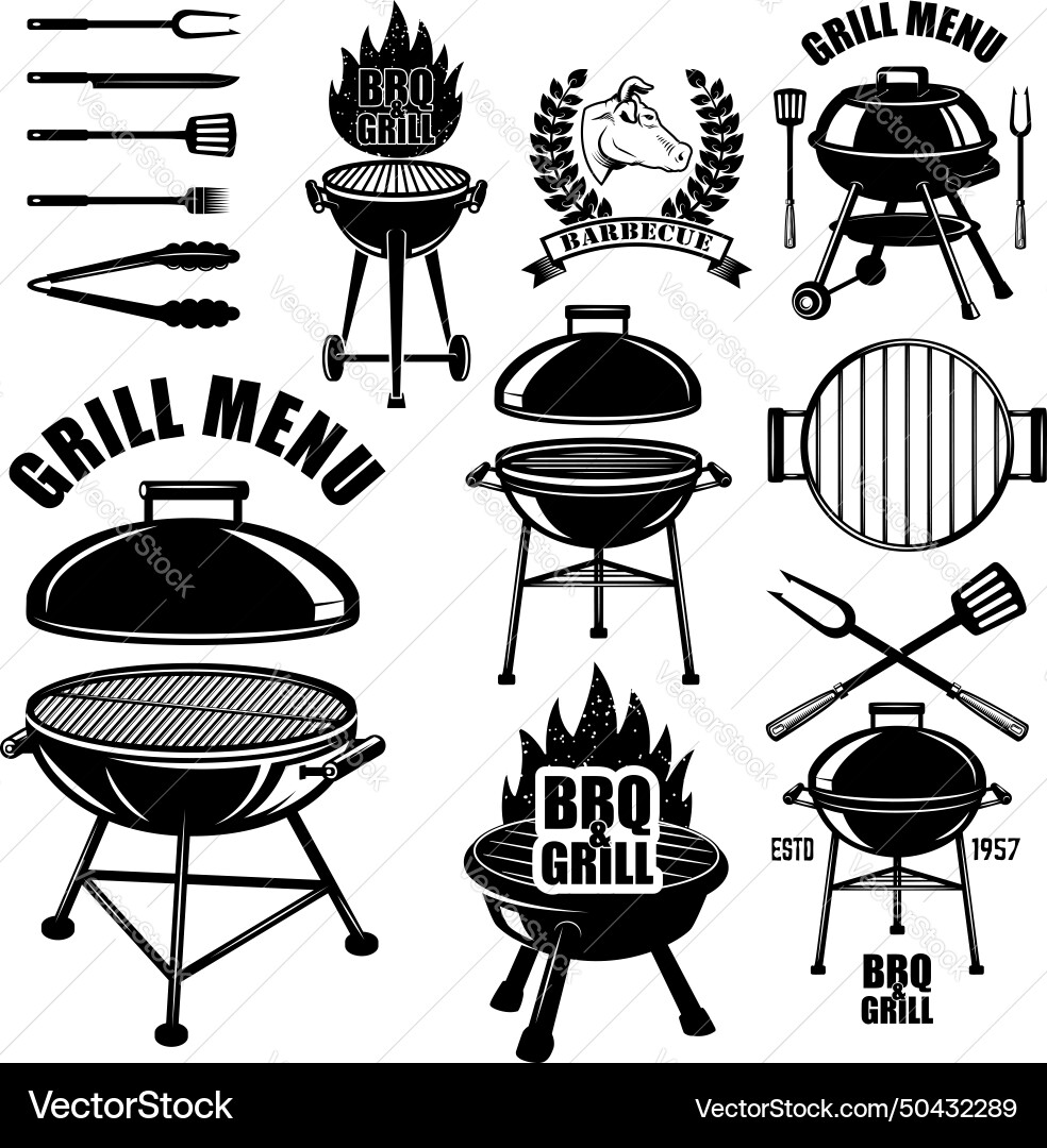 Set of bbq emblem badges and design elements Vector Image